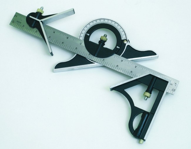 COMBINATION SQUARE 12 INCH MEASURE CARPENTER ENGINEER RULER LEVEL ...