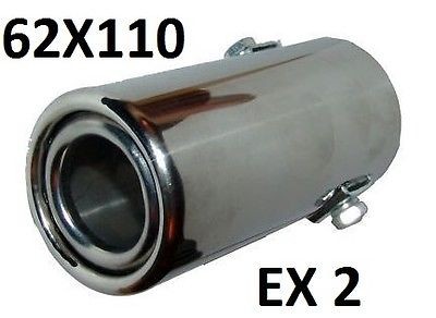 Big Exhaust Pipe Chrome Trim Tip extension Universal Fit 62mm x 110mm ...