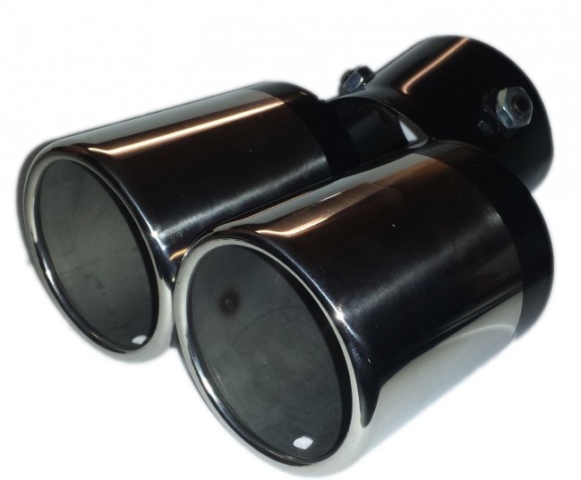 TWIN DUAL EXHAUST TRIM TIPS MUFFLER PIPE CHROME TAIL TO 60MM UNIVERSAL ...