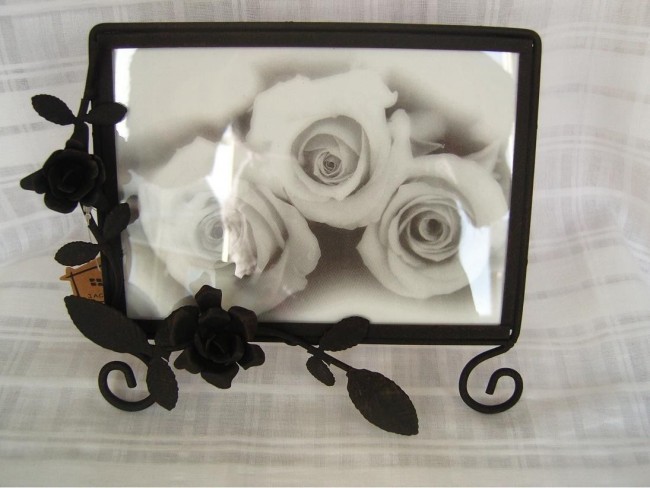 BLACK METAL PHOTO FRAME SQUARE 5 X 7 PHOTO PICTURE SHABBY CHIC HANGING ...