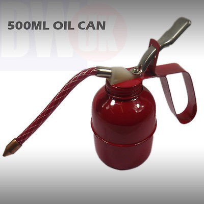 500ml Red Metal Oil Can Lubrication Flexi Spout Lever Oil Cans Car ...