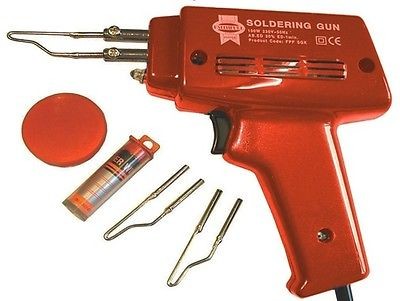 HEAVY DUTY FAST HEAT ELECTRIC ELECTRICAL SOLDERING GUN KIT 100W SOLDER ...