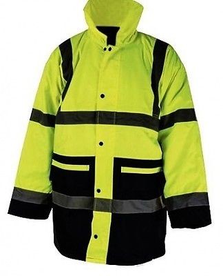 Hi Viz High Visibility Yellow Reflective Waterproof Work Jacket Coat ...