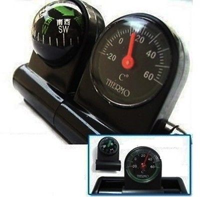 2 In 1 Removable Car Compass and thermometer Adhesive Van Truck Vehicle ...